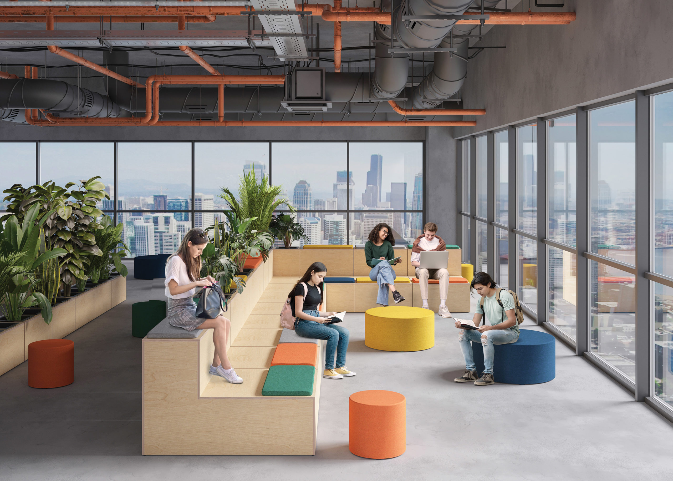 Huddlebox Edge - modular tiered seating solution